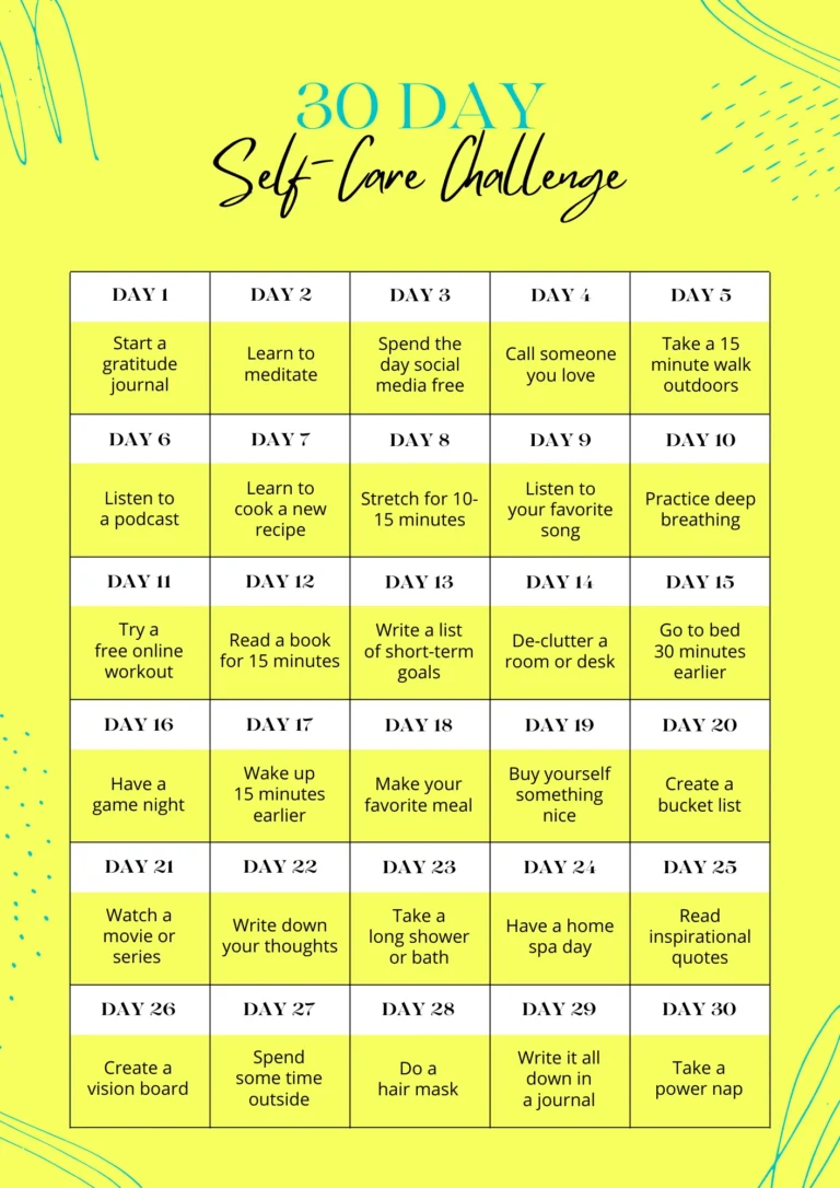 30 Days Self Care Challenges Planner – Rhoda Chaalan